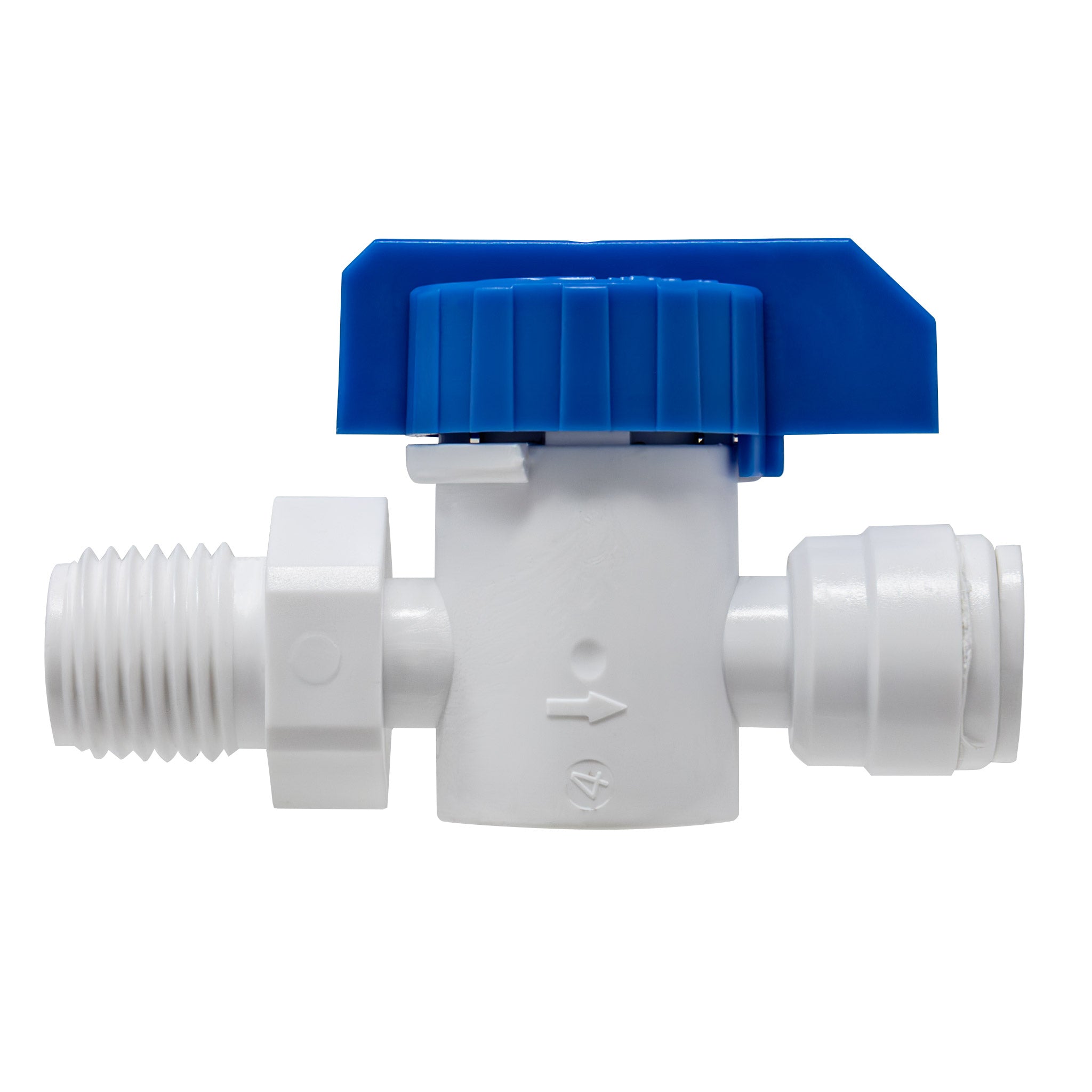Quick connect in-line ball valve. 1/4" quick connect x 1/4" male threa