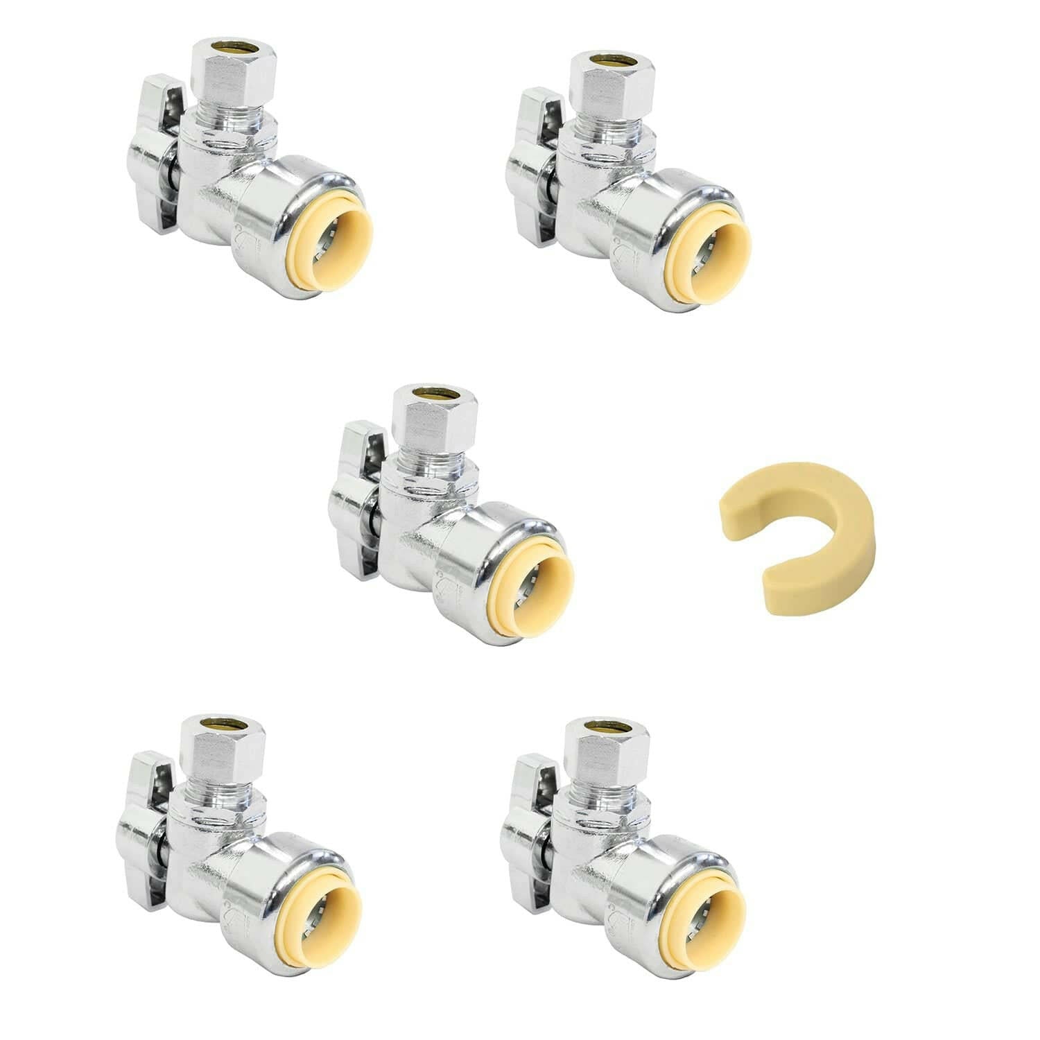 1/2" x 3/8" Push-Fit Angle Shut Off Valve 5 Pack